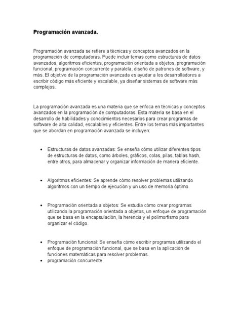 Programación Avanzada Pdf