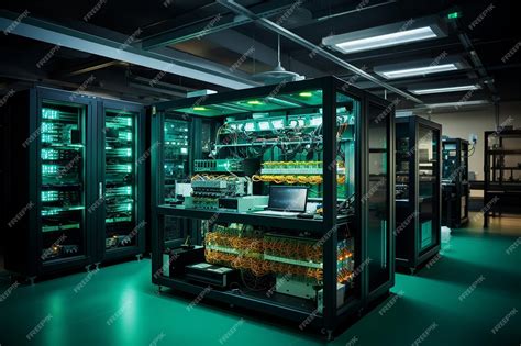 Premium Photo Server Room With Redundant Network Switches And Routers For High Availability