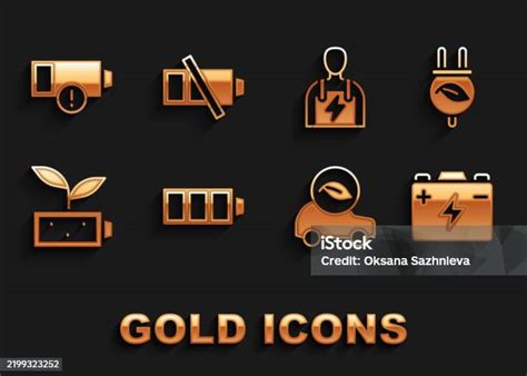 배터리 충전 전기 절약 플러그 리프 자동차 배터리 에코 자동차 자연 정비사 낮음 및 아이콘을 설정합니다 벡터 0명에 대한 스톡