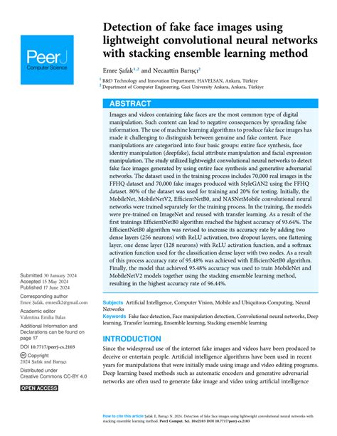 Pdf Detection Of Fake Face Images Using Lightweight Convolutional