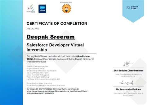 deepak sreeram on linkedin salesforce supported virtual internship