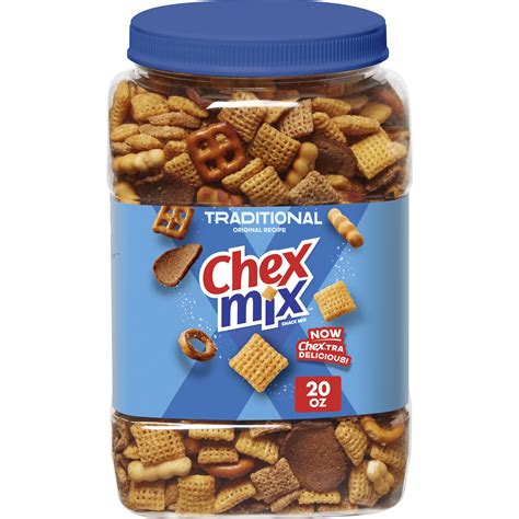 Chex Mix Traditional Snack Mix 20 Oz Salty Snack Tub With Crunchy