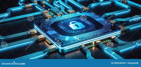 Protecting Data And Maintaining Privacy With Security Concept Padlock On Computer Circuit