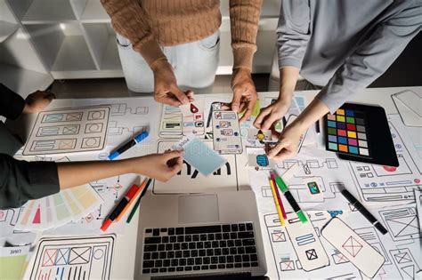 Creative Ux Ui Design Brainstorming Session With Diverse Team Collaborating On Innovative