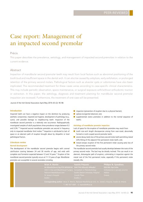 Pdf Case Report Management Of An Impacted Second Premolar