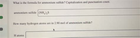 Please Help What Is The Formula For Ammonium Sulfide Capitalization