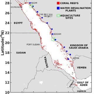 General Map Of The Red Sea Illustrating The Locations Of Coral Reefs