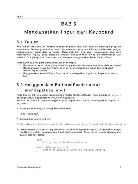 Mendapatkan Input Dari Keyboard Pdf