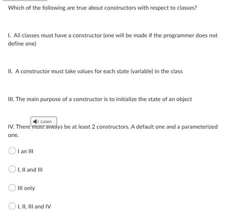 Solved Which Of The Following Are True About Constructors