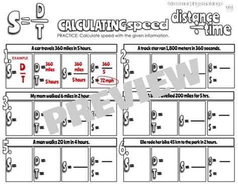 calculating speed practice problems by ms murphy s makings tpt
