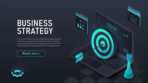 비즈니스 전략 포스터 노트북 근처의 체스 말 계획 및 목표 설정 미래에 대한 비전 전략과 전술 랜딩 웹페이지 디자인 만화 아이소 메트릭 벡터 일러스트 레이 션 3차원 형태에