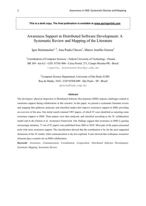 pdf awareness support in distributed software development a