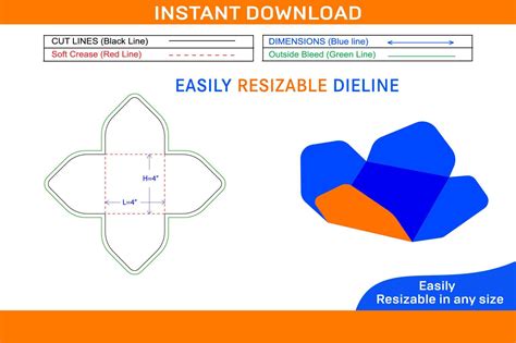 Food Box Cake Box Packaging Dieline Template Box Dieline And 3d Box 22178433 Vector Art At Vecteezy