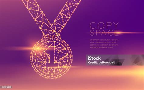 메달 1 번 모양 와이어 프레임 다각형 미래 Bokeh 빛 프레임 구조와 렌즈 플레어 비즈니스 우승자 개념의 디자인 일러스트