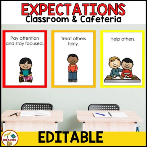 Classroom And Cafeteria Expectations Editable Rainbow Colors Classful