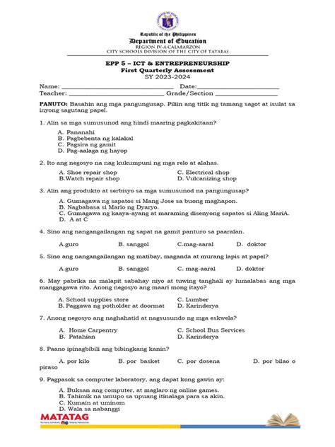 Epp Grade 5 Ict Entrep Q1 F Pdf