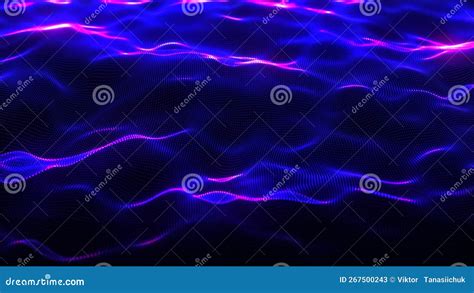 Technology Background Abstract Digital Particle Wave Futuristic Dotted Wave Network