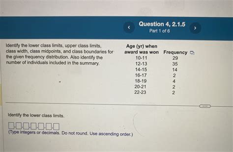 Solved Identify The Lower Class Limits Upper Class Limits
