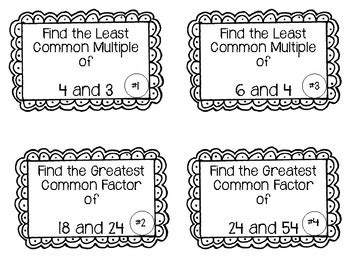 LCM And GCF Task Cards By Jennifer Petko Teachers Pay Teachers