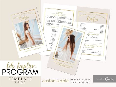 Lds Baptism Program Template Lds Baptism Program Customizable And Easy To Edit Canva Instant
