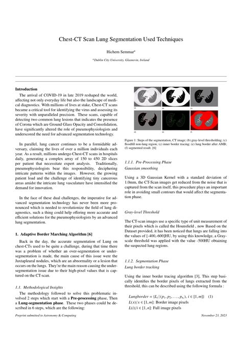 Pdf Chest Ct Scan Lung Segmentation Used Techniques Literature Review