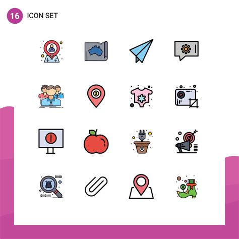 Group Of 16 Flat Color Filled Lines Signs And Symbols For Group Chat Setting Location Chat