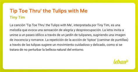 Significado De La Canción Tip Toe Thru The Tulips With Me Tiny Tim