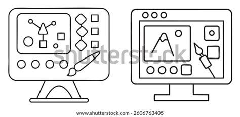 Illustration Two Computer Screens Displaying Design Stock Vector Royalty Free 2606763405