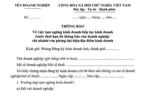 Mẫu Thông Báo Tạm Ngừng Kinh Doanh 2018 cập nhật 2023 Giày nam công sở