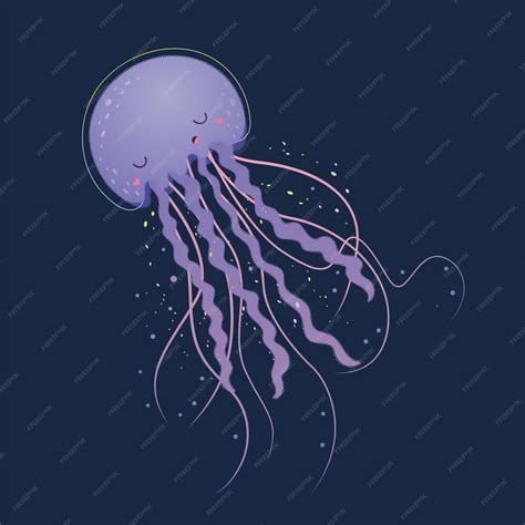 Medusa Kawaii Fofa Ilustração Em Vetor De Um Peixe De Mar Bonito