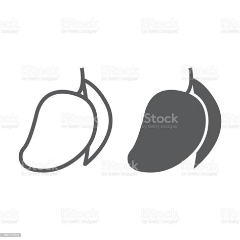 망고 라인 및 문자 모양 아이콘 과일 비타민 열 대 표시 벡터 그래픽 흰색 배경 Eps 10에 선형 패턴 건강한 생활방식에 대한 스톡 벡터 아트 및 기타 이미지 Istock