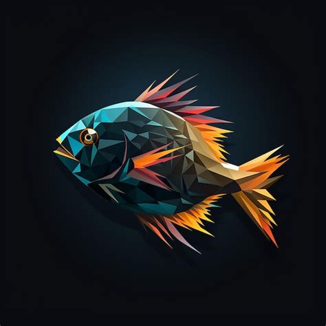 Geometric Fins Polygonal Fish Logo Premium Ai Generated Image