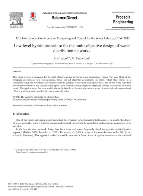 Pdf Low Level Hybrid Procedure For The Multi Objective Design Of