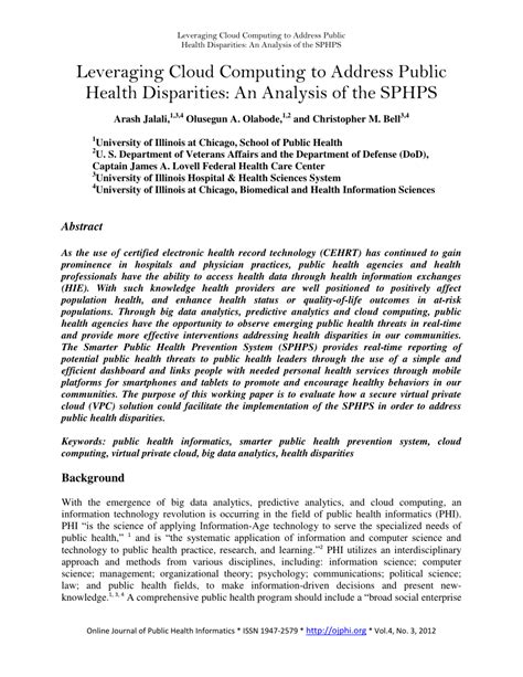 Pdf Leveraging Cloud Computing To Address Public Health Disparities An Analysis Of The Sphps