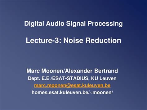 PPT Digital Audio Signal Processing Lecture Noise Reduction PowerPoint Presentation ID