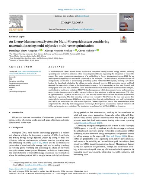 PDF An Energy Management System For Multi Microgrid System Considering Uncertainties Using