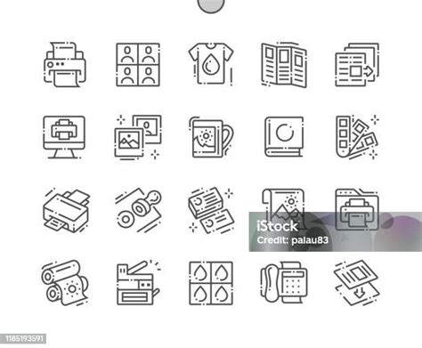 인쇄 잘 만들어진 픽셀 완벽 한 벡터 얇은 라인 아이콘 30 웹 그래픽 및 애플 리 케이 션에 대 한 2 X 그리드 간단한