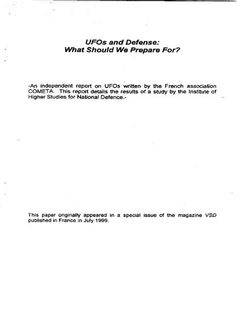 the cometa report ufo s and defense what should we prepare for