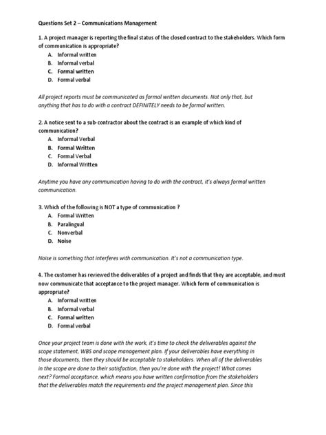 Day 4 Questions Set 2 Communications Management Answers Pdf