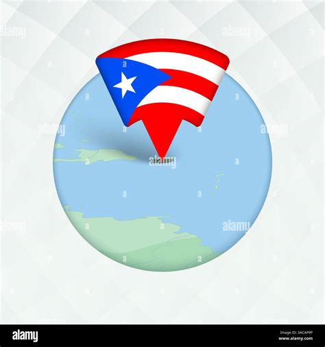 puerto rico map highlighted with flag marker flag pointer on