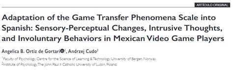 New Study Gtp Scale Validation In A Sample Of Mexicans Game Transfer