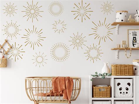 Sunburst Wall Decal Sunburst Room Decor Sunburst Wall Etsy