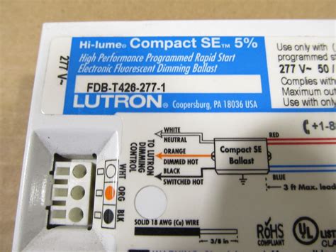Lutron Fdb T426 277 1 Compact Se 5 Fluorescent Dimming Ballast 1 Lamp
