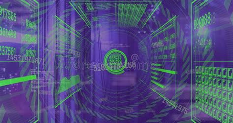 Image Of Data Processing With Qr Code Over Server Room Stock