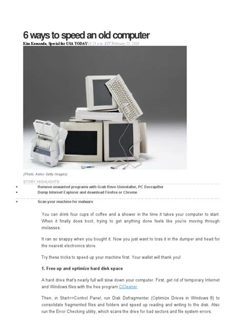 6 Ways To Speed An Old Computer Pdf Web Browser Hard Disk Drive