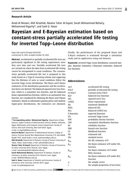 Pdf Bayesian And E Bayesian Estimation Based On Constant Stress Partially Accelerated Life