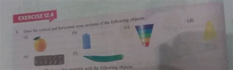 draw the vertical and horizontal cross sections of the following objects