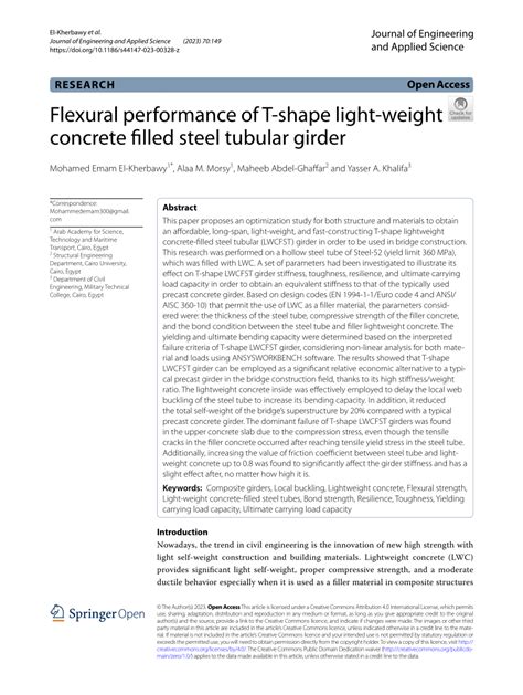 PDF Flexural Performance Of T Shape Light Weight Concrete Filled Steel Tubular Girder