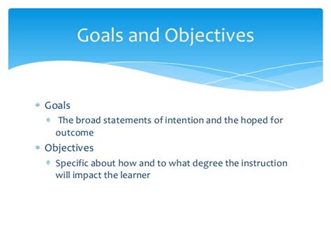 Instructional Goals And Objectives