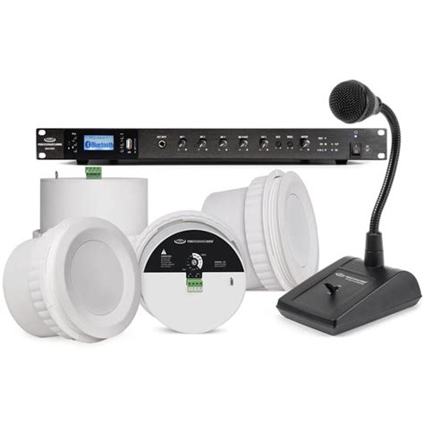 Overhead Paging System With 70v Ceiling Speakers Mixer Amp And Mic